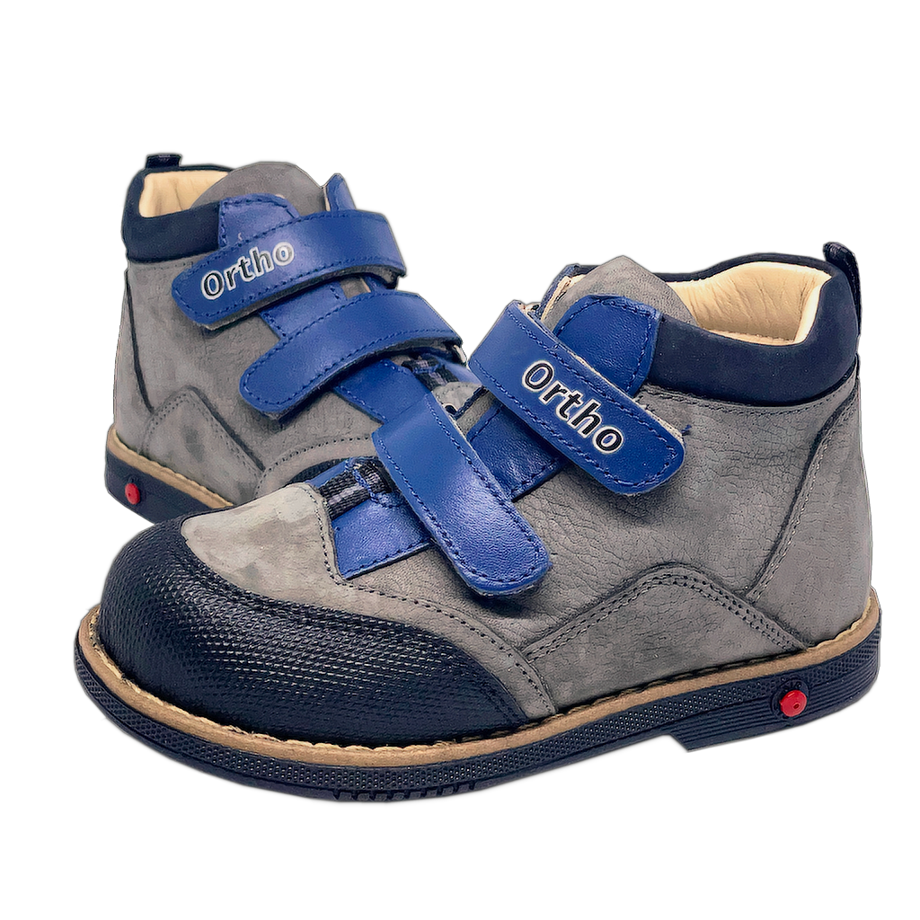 Stylish Grey-Blue Orthopedic Boots with Arch and Ankle Support – Ortho ...